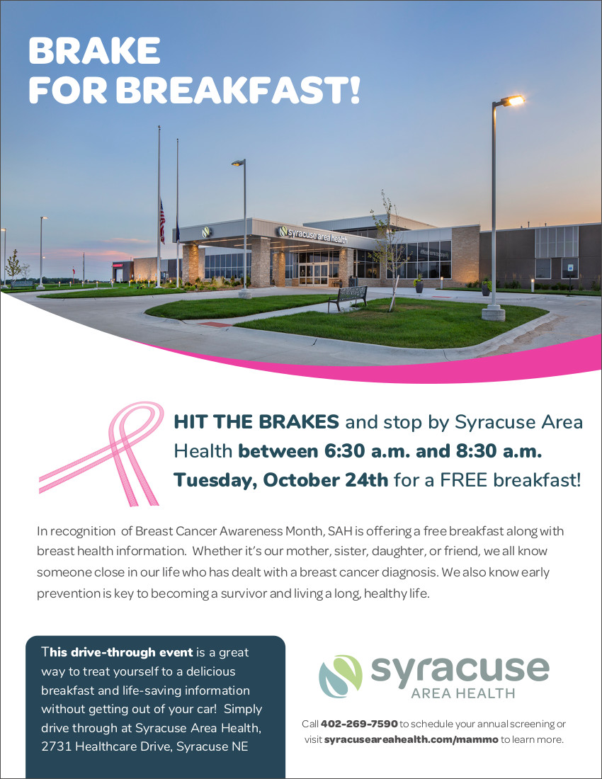 HIT THE BRAKES and stop by Syracuse Area Health between 6:30 a.m. and 8 ...